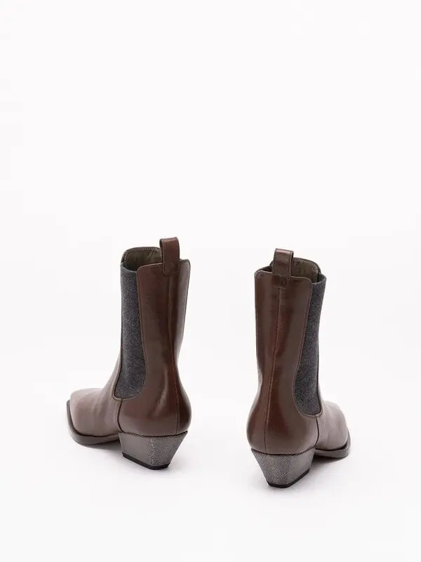 Brunello Cucinelli Calf Leather Ankle Boots - Multicolor