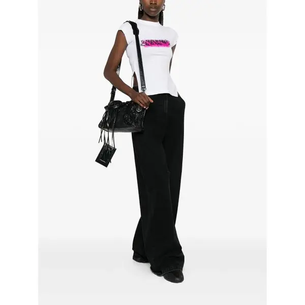 Balenciaga Logo Print Mock Neck T-shirt