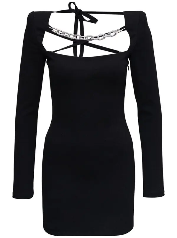 Giuseppe Di Morabito Black Jersey Dress With Chain Detail - Multicolor