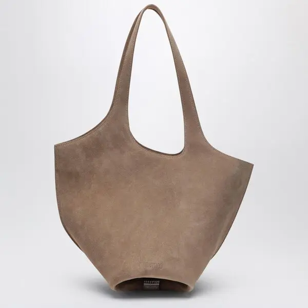 Attico Tobacco-coloured Suede La Scoop Medium Bag - Cream