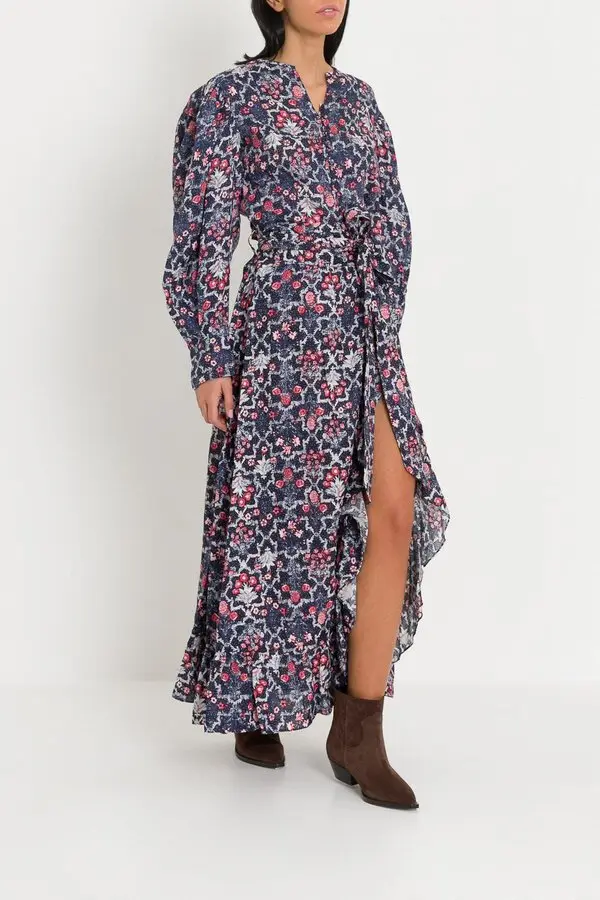Isabel Marant Étoile Floral Linen Wrap Long Skirt - Multicolor
