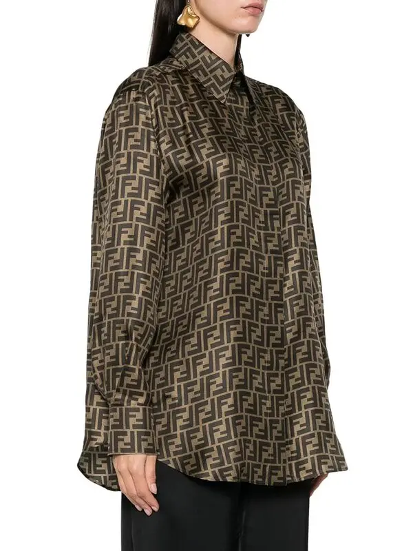 Fendi Ff Silk Shirt - Brown
