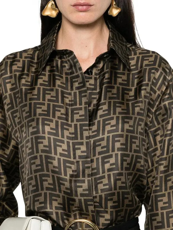 Fendi Ff Silk Shirt - Brown