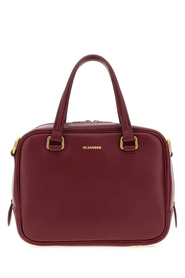 JIL SANDER Burgundy Leather Small Vision Handbag