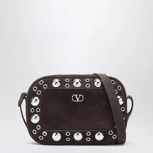 Valentino Garavani Suede Bag With Studs And Rivets - Brown