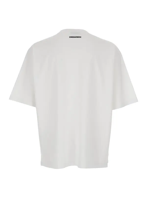 Dsquared2 Crew Neck T-shirt With Maxi Logo On The Front In Cotton For