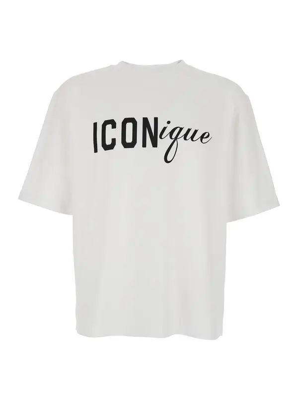 Dsquared2 Crew Neck T-shirt With Maxi Logo On The Front In Cotton For - White