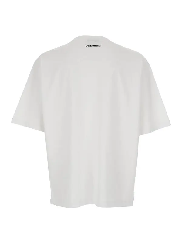 Dsquared2 Crew Neck T-shirt With Maxi Logo On The Front In Cotton For - White