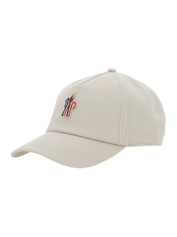 Moncler Grey Baseball Cap With Logo Embroidery In Cotton - Multicolor