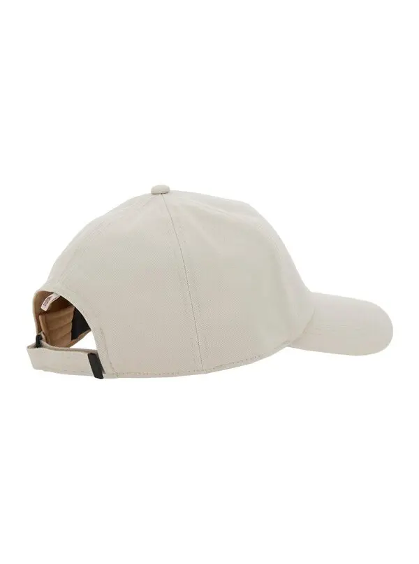 Moncler Grey Baseball Cap With Logo Embroidery In Cotton - Multicolor