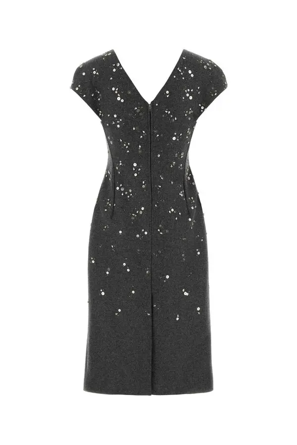 JIL SANDER Dark Grey Felt Dress