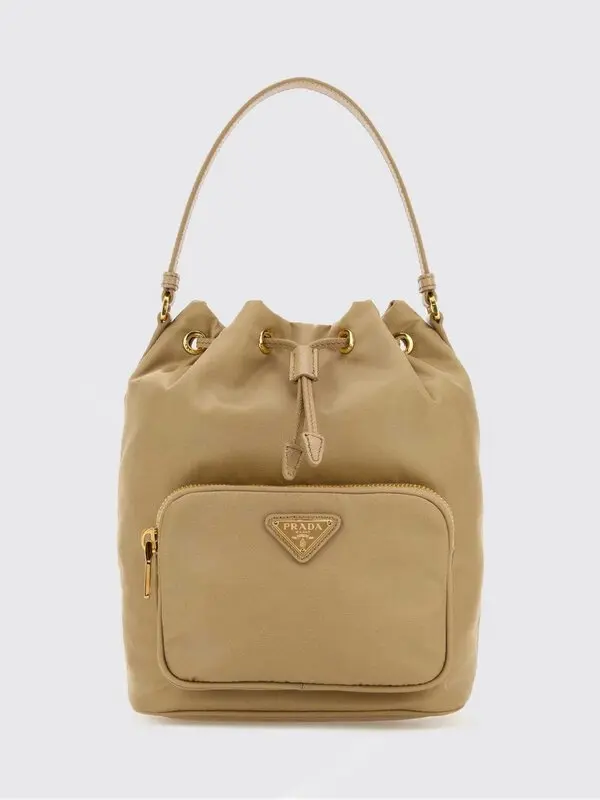 Prada Duet Re-nylon And Saffiano Leather Bucket Bag - Brown