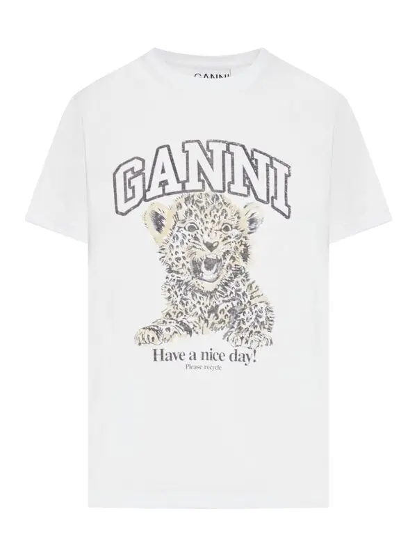 GANNI Jersey T-shirt With Print - White
