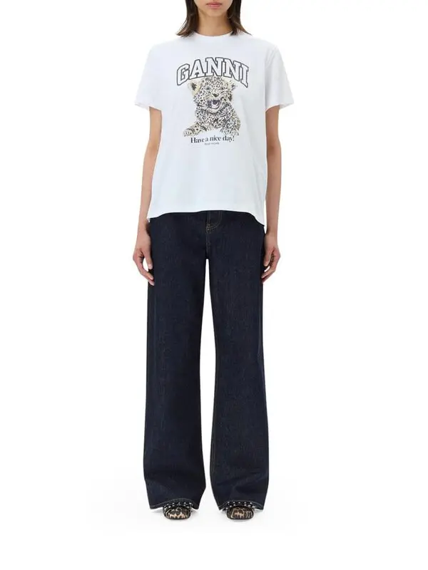 GANNI Jersey T-shirt With Print - White