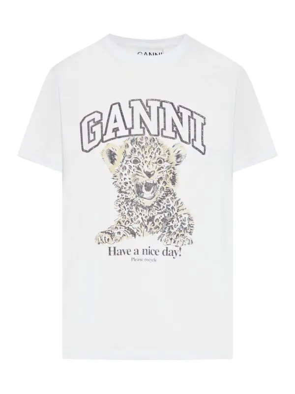 GANNI Jersey T-shirt With Print - White