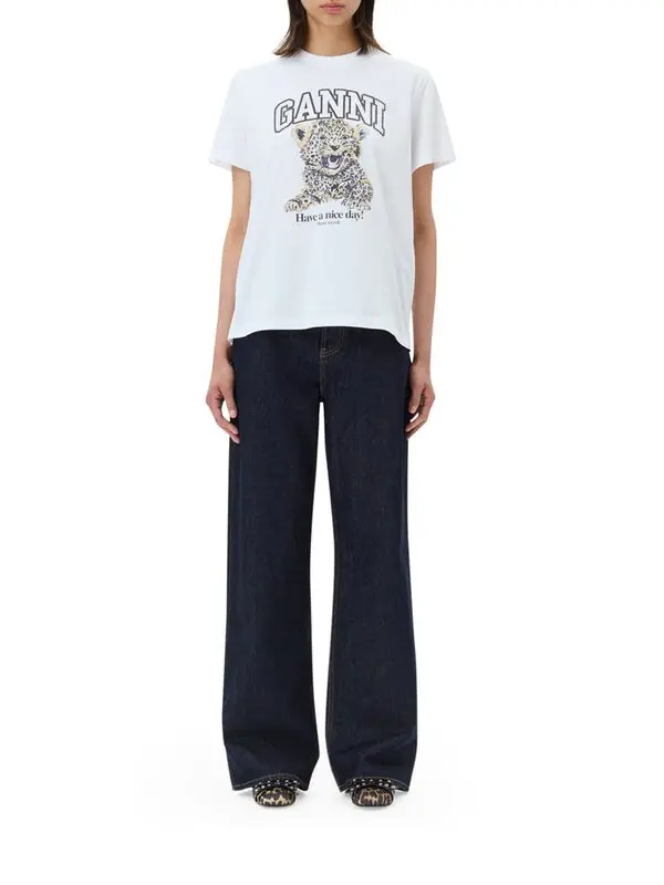 GANNI Jersey T-shirt With Print - White
