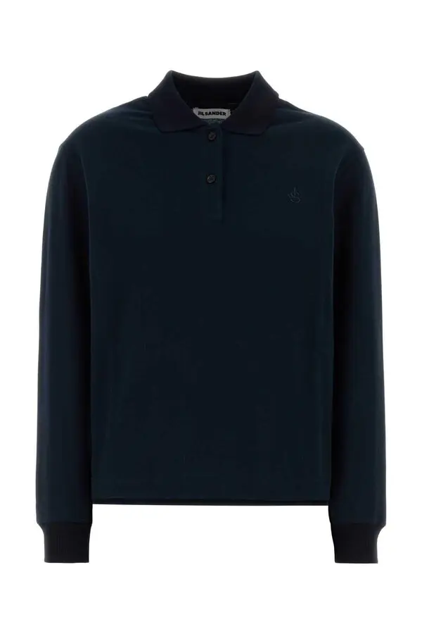 JIL SANDER Cotton Piquet Polo Shirt - Black