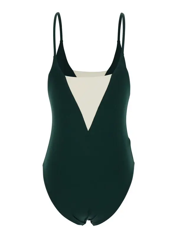 ERES Entrevue' Green One-piece Swimsuit With Contrast Details And Thin Straps In Tech Fabric For - Multicolor