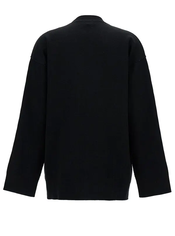 Fendi Black Reversible Cardigan With Jacquard Ff Motif In Knit - Multicolor