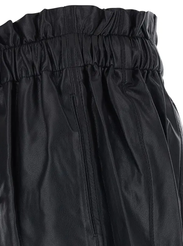 Isabel Marant Étoile Naline' Black Shorts With Elasticized Waist And Drawstring In Ecoleather For - Multicolor