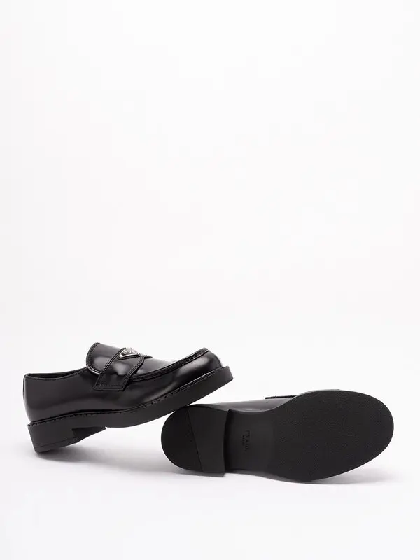 Prada Chocolate Brushed Leather Loafers