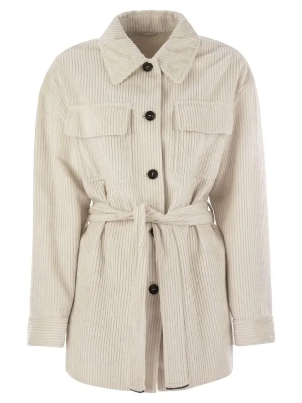 Brunello Cucinelli Corduroy Safari-style Jacket With Jewellery - Multicolor