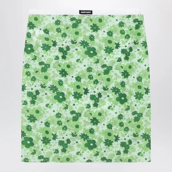 Miu Miu Skirt With Floral Pattern - Green