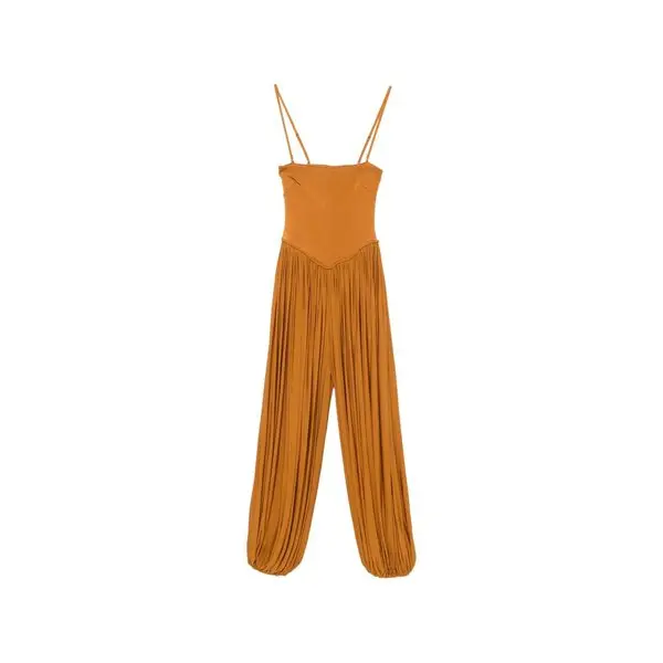 Zimmermann Pleated Square Neck Jumpsuit - Brown
