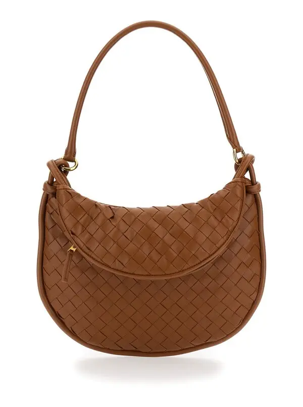 Bottega Veneta Gemelli Medium' Light Brown Hobo Shoulder Bag With Intrecciato Motif In Leather - Multicolor
