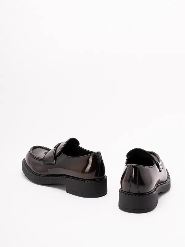 Prada Chocolate Brushed Leather Loafers