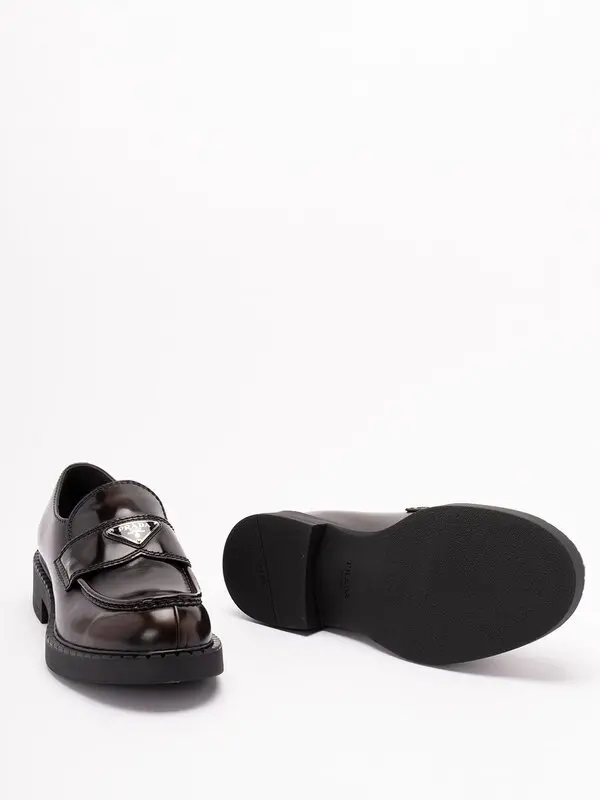 Prada Chocolate Brushed Leather Loafers