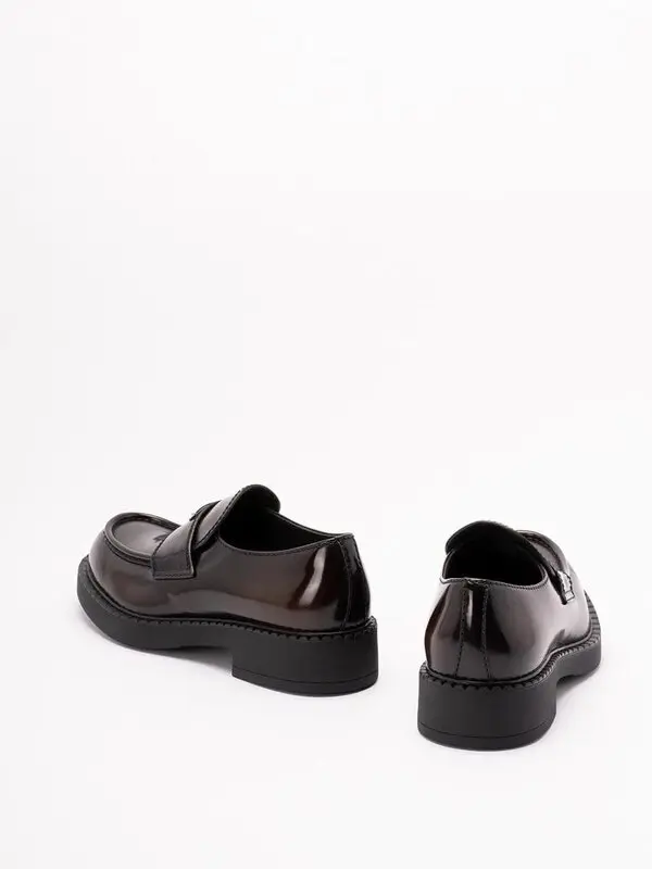 Prada Chocolate Brushed Leather Loafers - Multicolor