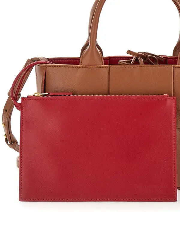 Bottega Veneta Arco Tote Mini' Brown Handbag With Intreccio Motif In Leather - Multicolor