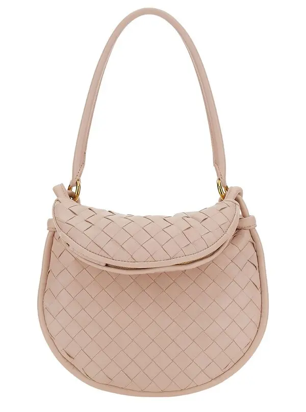Bottega Veneta Small Gemelli' Pink Shoulder Bag With Intrecciato Motif In Leather - Multicolor