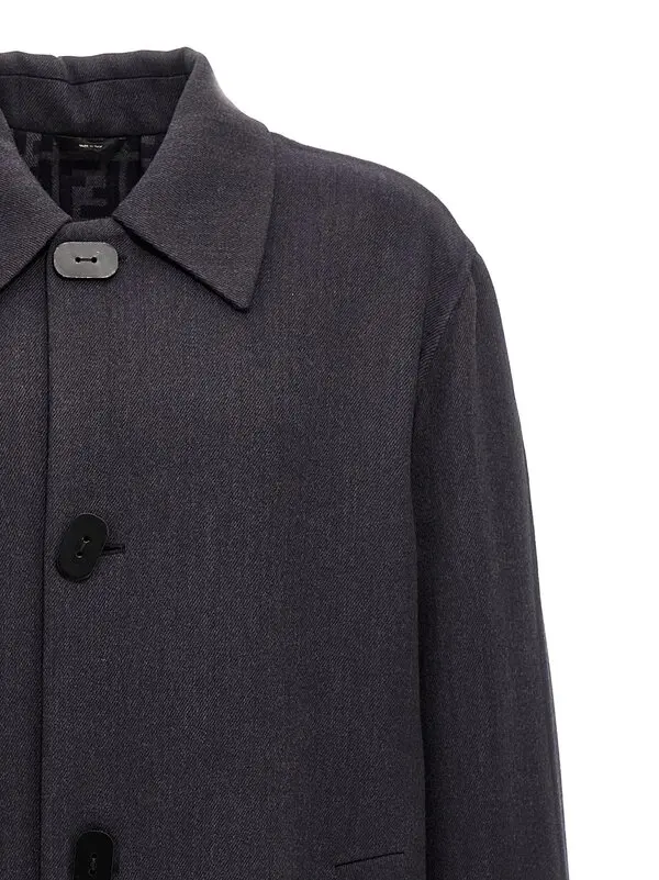 Fendi Double Wool Coat - Blue