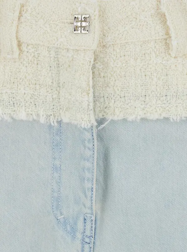 Givenchy Tweed Waist Denim Wide Leg Jeans - Multicolor