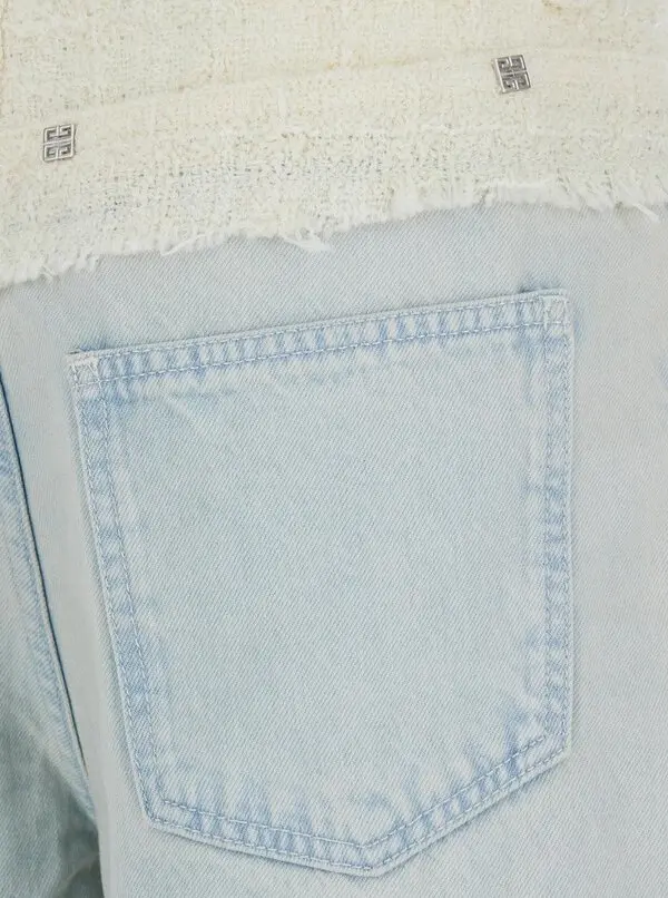 Givenchy Tweed Waist Denim Wide Leg Jeans - Multicolor