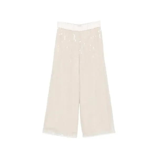 Peserico Neutrals Trousers Palazzo Pants - Cream