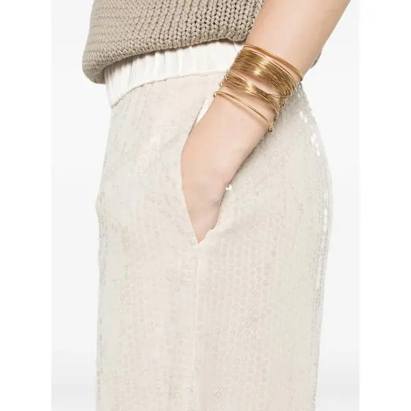 Peserico Neutrals Trousers Palazzo Pants - Cream