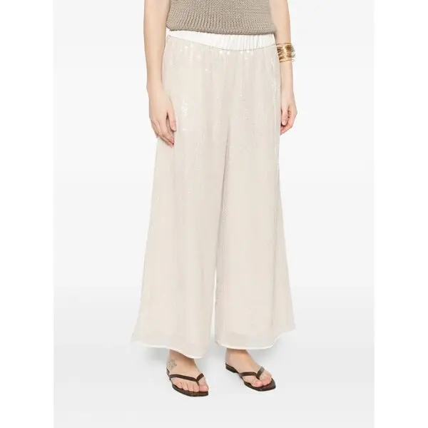 Peserico Neutrals Trousers Palazzo Pants - Cream