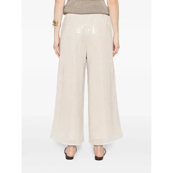 Peserico Neutrals Trousers Palazzo Pants - Cream