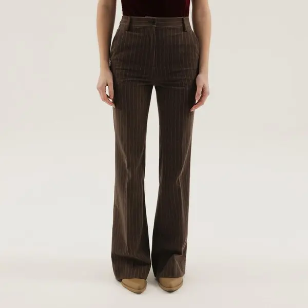 1989 STUDIO Striped Flared Pants - Brown