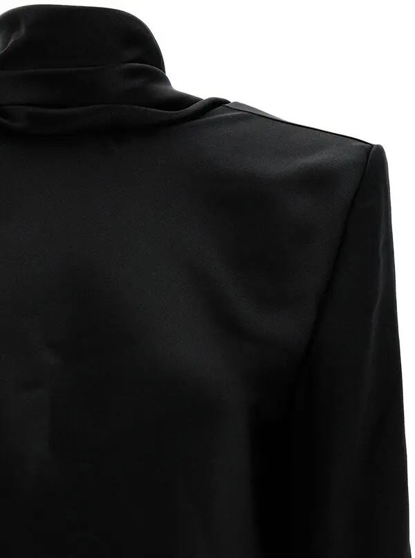 Saint Laurent Silk Satin Cowl-back Blouse - Multicolor