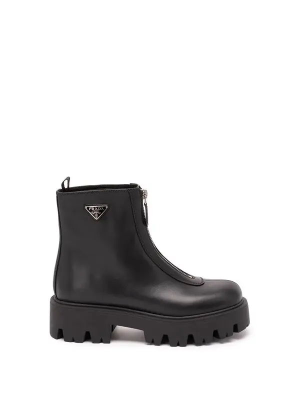 Prada Leather Zipper Booties