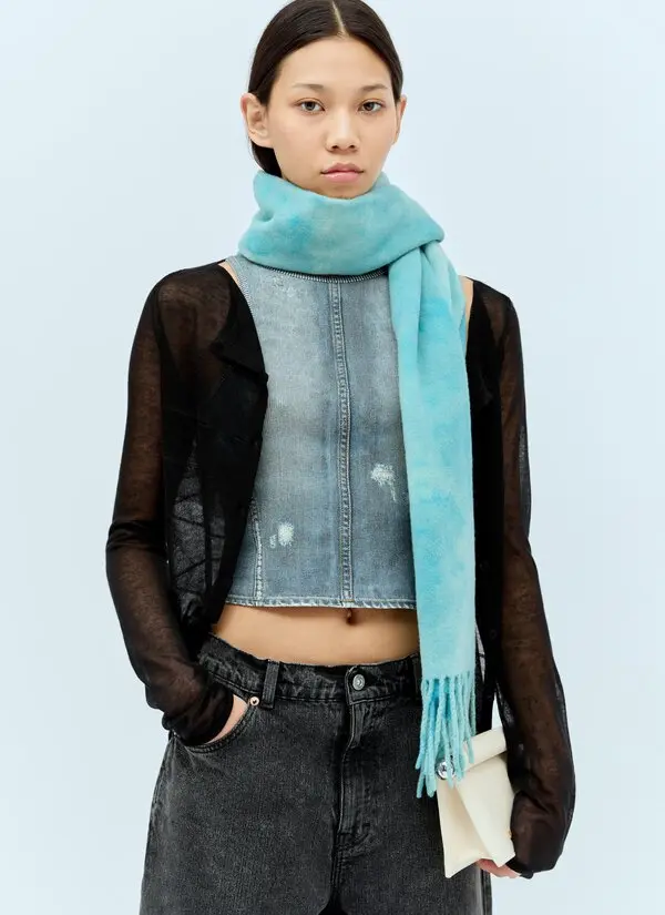 Acne Studios Narrow Tie-dye Wool Scarf - Blue