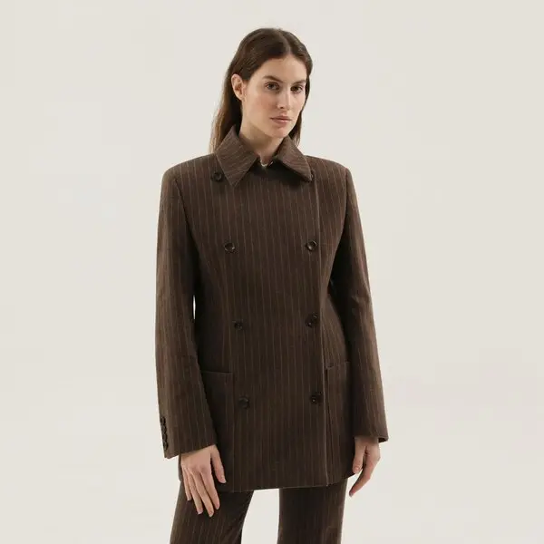 1989 STUDIO Double-breasted Striped Blazer