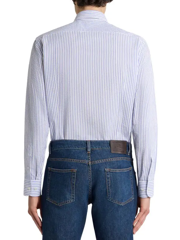 Etro Striped Seersucker Cotton Shirt