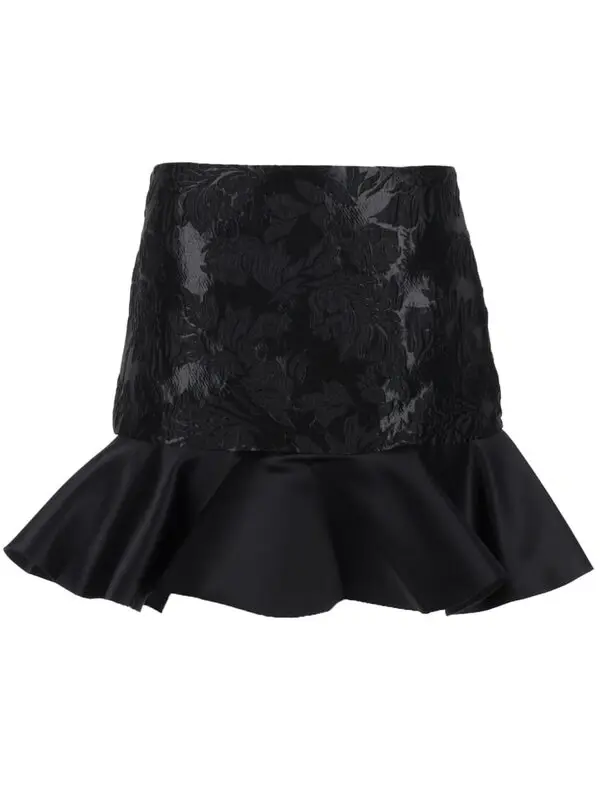 GANNI Satin Miniskirt - Black