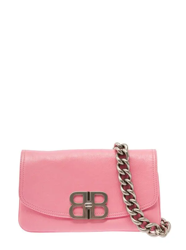 Balenciaga Pink Crossbody Bag With Palladium-tone Bb Logo In Leather - Multicolor