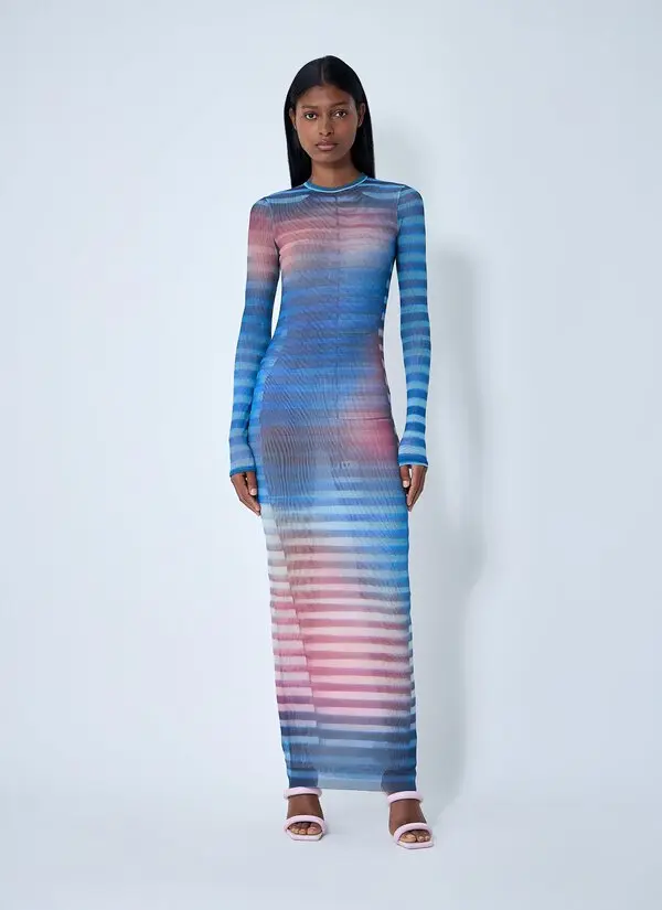 JEAN PAUL GAULTIER Air Print Mesh Maxi Dress - Blue